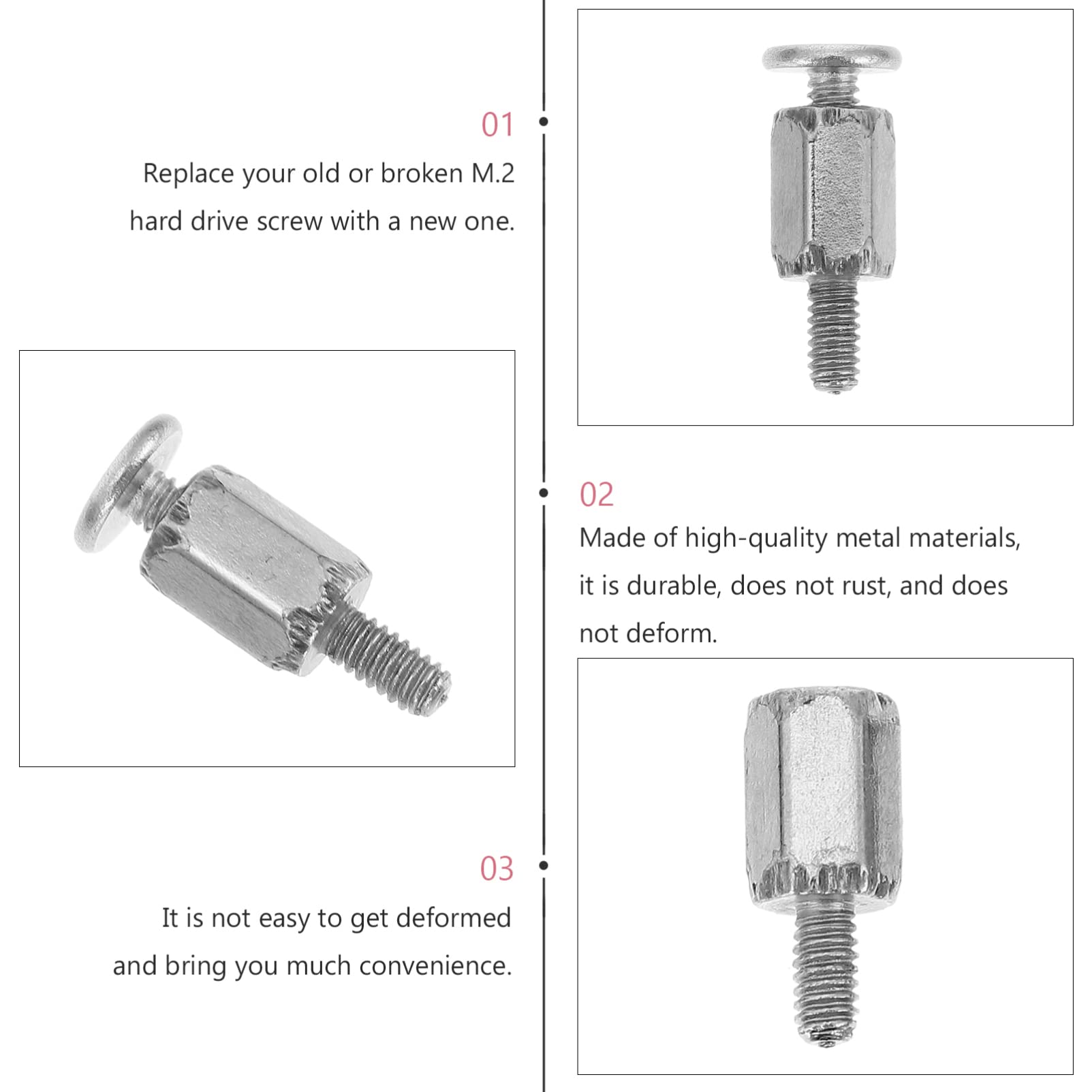 20 Pcs Msi Motherboard Screws Computer Accessory M.2 Screw M.2 Ssd Mounting Kit Screw for M.2 Ssd M.2 Ssd Mounting Screw Ssd Standoff Mounting Ssd Screw Computer Supply Hex Nut