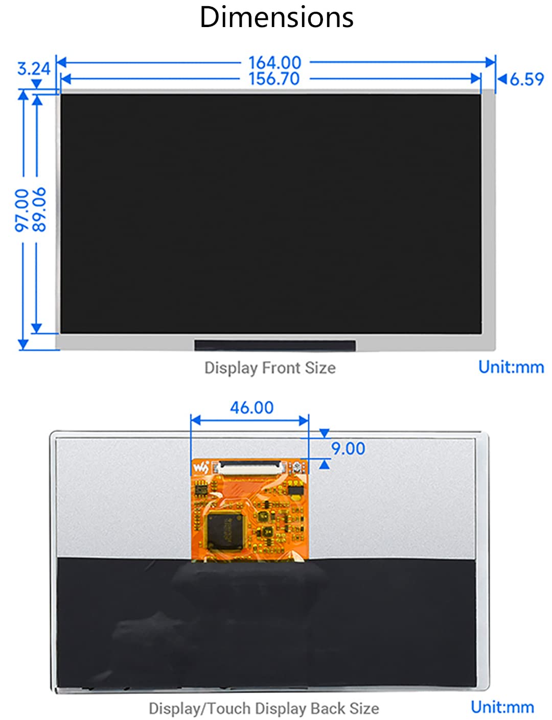 waveshare 7inch IPS Display 1024x600 Pixel, Integrated Thin and Light LCD with Adapter Board, for Raspberry Pi/Jetson Nano/Windows/PC, Support Windows/Linux/Android (No Touch Screen)