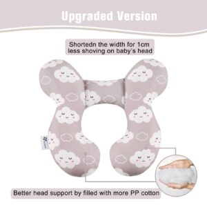 vocheer Baby Travel Pillow(Upgraded), Head and Neck Support Pillow for Pushchair, Car Seat,Stroller, Bouncer, Cotton(Grey Cloud