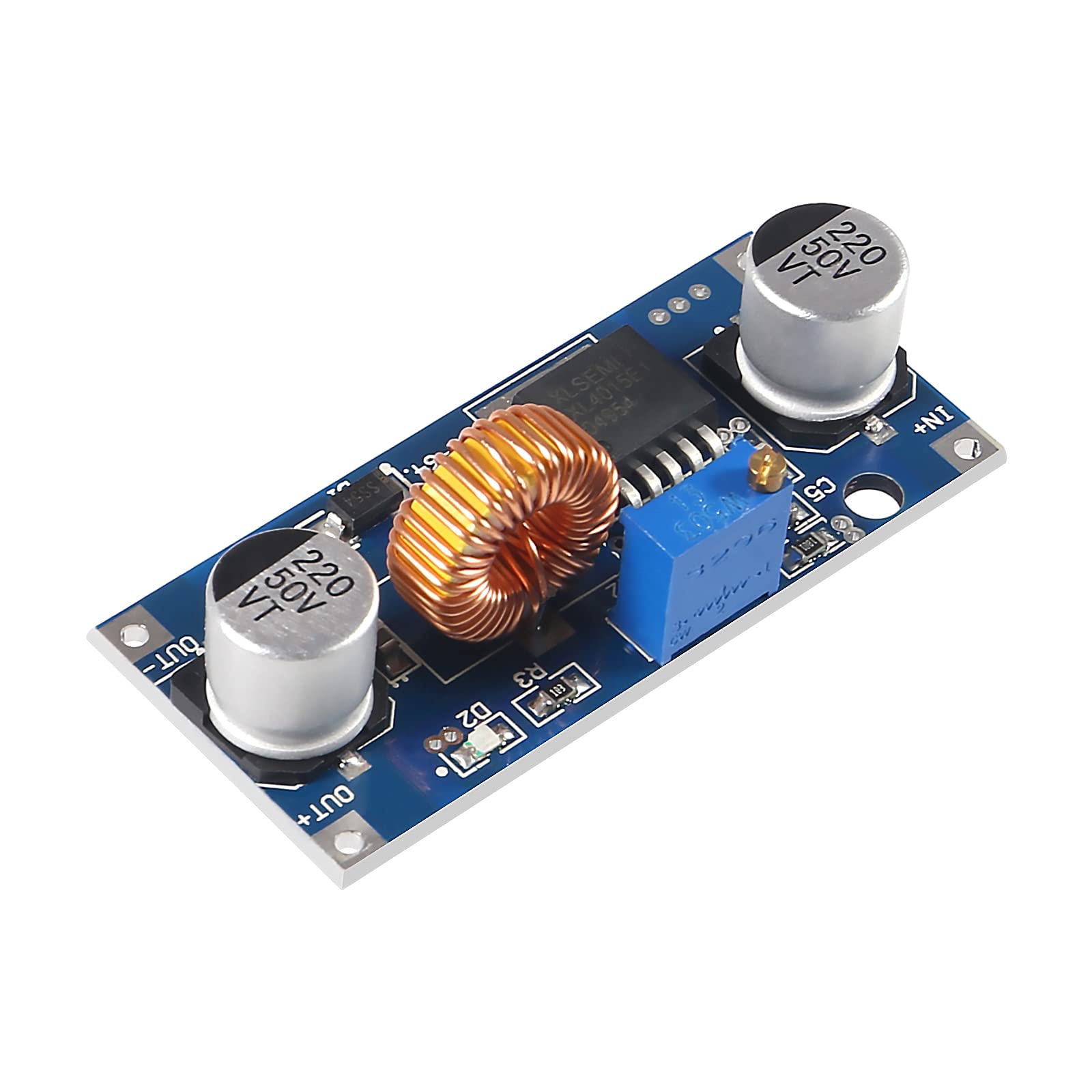 Diitao 5PCS DC-DC 5A 4-38V Input to 1.25-36V Output Adjustable Step-Down Regulator Module 12V/24V/36V to 3.3V/5V/12V/24V 75W Large Power Voltage Regulator Buck Converter