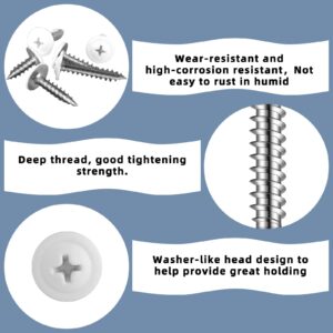 #8 White Screws White Truss Head Wood Screws Metal Screw Thread Screws Fast Self Tapping Pan Small Cabinet Screws Wood Work for Wall Plates, 1/2", 3/4", 5/8", 1", 1-1/2"(150 Pcs)