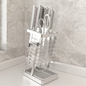 stainless steel knife block without knives,knife holder for kitchen counter, kitchen knife organizer stand