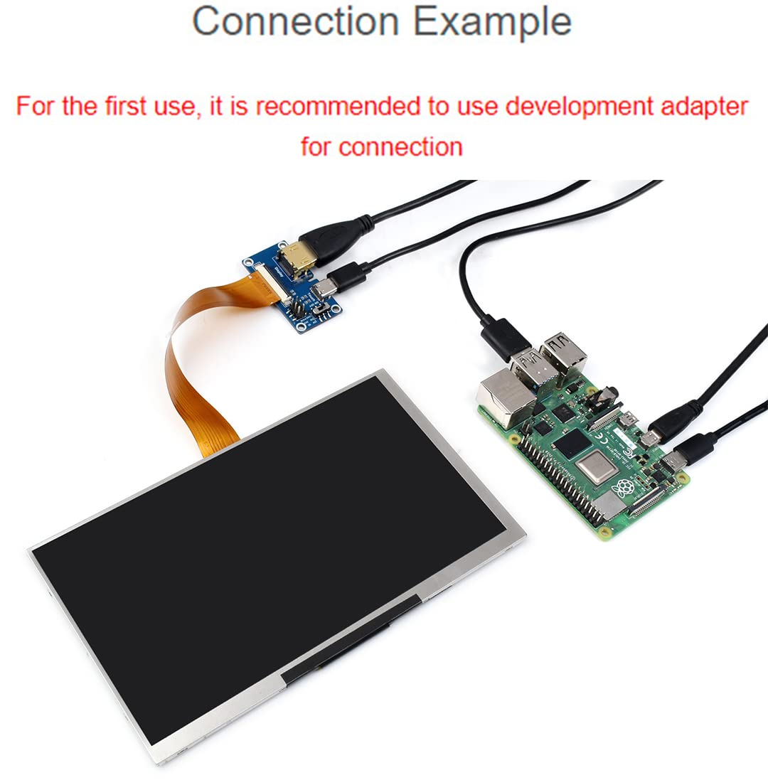 waveshare 7inch IPS Display 1024x600 Pixel, Integrated Thin and Light LCD with Adapter Board, for Raspberry Pi/Jetson Nano/Windows/PC, Support Windows/Linux/Android (No Touch Screen)