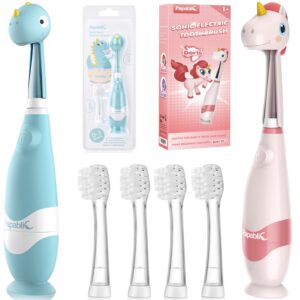 papablic toddler sonic electric toothbrush with covers for babies and toddlers ages 1-3 years, debby bundle with doris