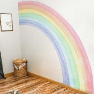 funlife Vinyl Large Rainbow Wall Mural Stickers Peel and Stick, Precut Giant Pastel Half Watercolor Rainbow Wall Decals for Girls Bedroom Kids Nursery Room Playroom, 78.74" x 70.87"