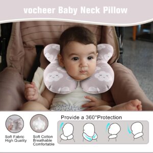 vocheer Baby Travel Pillow(Upgraded), Head and Neck Support Pillow for Pushchair, Car Seat,Stroller, Bouncer, Cotton(Grey Cloud