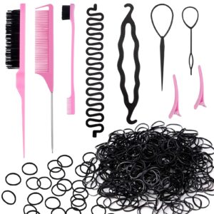 juome hair styling set: 1000+ rubber bands, 2 topsy tail tools, 7 braiding accessories for kids, girls, women