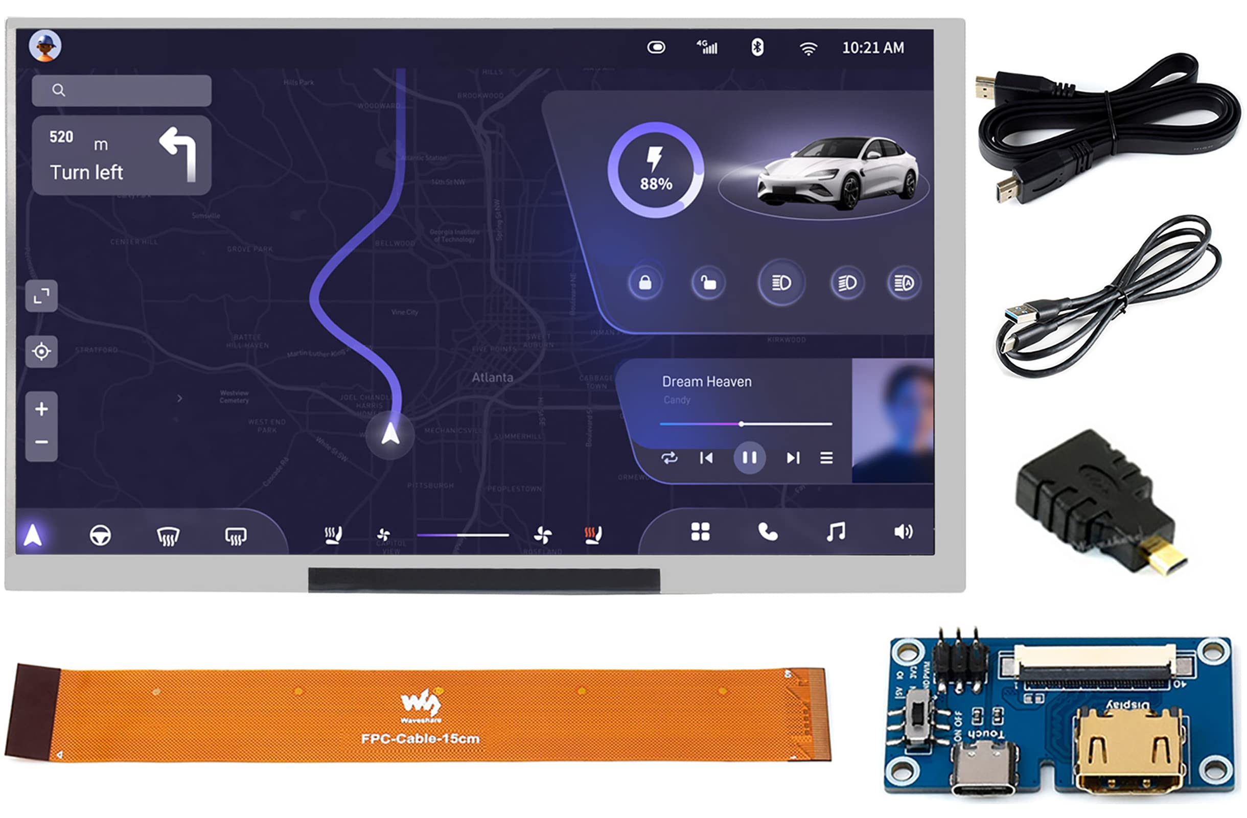 waveshare 7inch IPS Display 1024x600 Pixel, Integrated Thin and Light LCD with Adapter Board, for Raspberry Pi/Jetson Nano/Windows/PC, Support Windows/Linux/Android (No Touch Screen)