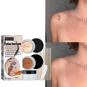 Tattoo Cover Up Makeup Waterproof, Professional Tattoo Concealer Use on Body, For Legs, Dark Spots, Scars, Vitiligo, 2 Colors/Set