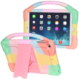 adocham kids case for ipad mini 5 4 3 2 1,durable shockproof protective silicone cover for apple 7.9 inch kids ipad mini/mini 2/mini 3/mini 4/mini 5 case with stand handle(rainbow)