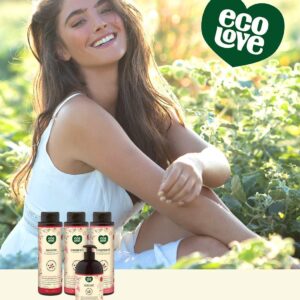 ecoLove – Natural Shampoo for Normal and Oily Hair & Moisturizing Body Wash for Dry Skin - With Organic Tomato and Beet Extract No SLS or Parabens - Vegan and Cruelty-Free, 17.6 oz