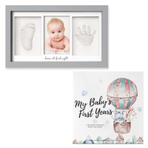 keababies baby hand and footprint kit & first 5 years baby memory book journal - personalized baby foot printing kit for newborn - 90 pages hardcover first year keepsake milestone baby book