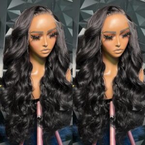 EpyIsm Body Wave Lace Front Wigs Human Hair 180% Density 13x4 HD Lace Frontal Wigs for Women Human Hair Lace Front Wigs 9A Glueless Wigs Human Hair Pre Plucked with Baby Hair Natural Color 24 Inch