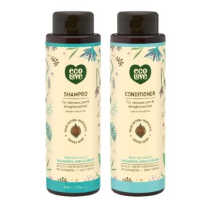 ecolove – natural shampoo & conditioning set for chemically straightened hair and dry damaged hair – no sls or parabens - with natural moroccan oil extract - vegan and cruelty-free hair treatment, 17.