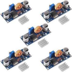 diitao 5pcs dc-dc 5a 4-38v input to 1.25-36v output adjustable step-down regulator module 12v/24v/36v to 3.3v/5v/12v/24v 75w large power voltage regulator buck converter