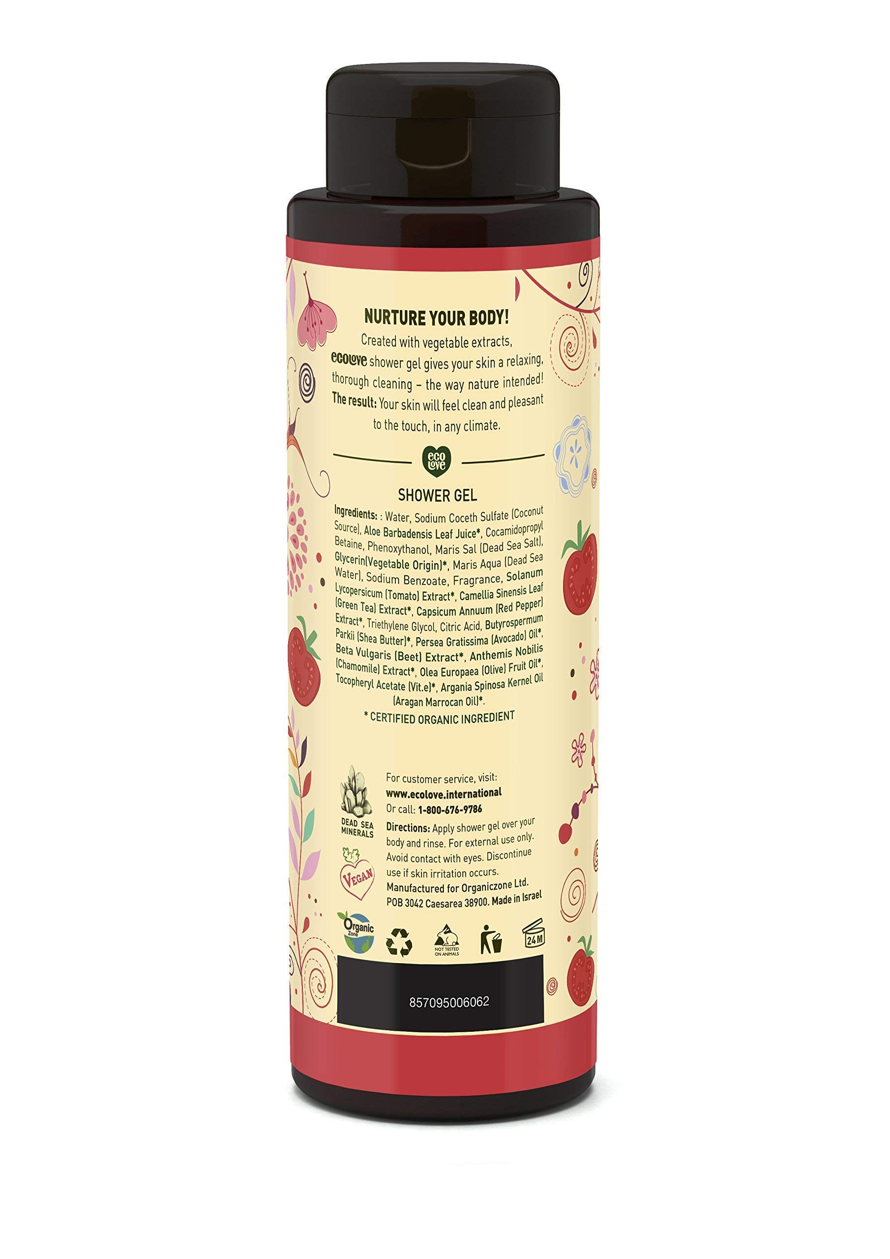 ecoLove – Natural Shampoo for Normal and Oily Hair & Moisturizing Body Wash for Dry Skin - With Organic Tomato and Beet Extract No SLS or Parabens - Vegan and Cruelty-Free, 17.6 oz