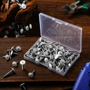 #8 White Screws White Truss Head Wood Screws Metal Screw Thread Screws Fast Self Tapping Pan Small Cabinet Screws Wood Work for Wall Plates, 1/2", 3/4", 5/8", 1", 1-1/2"(150 Pcs)