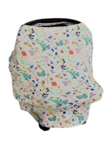 car seat canopy infant carseat canopy, nursing breastfeeding cover, stretchy carrier covers for stroller/high chairmulti use baby breastfeeding covers, boys and girls shower gifts (flower)