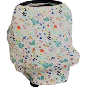 Car Seat Canopy Infant Carseat Canopy, Nursing Breastfeeding Cover, Stretchy Carrier Covers for Stroller/High ChairMulti Use Baby Breastfeeding Covers, Boys and Girls Shower Gifts (Flower)