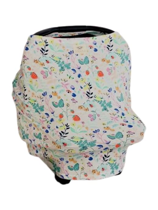 Car Seat Canopy Infant Carseat Canopy, Nursing Breastfeeding Cover, Stretchy Carrier Covers for Stroller/High ChairMulti Use Baby Breastfeeding Covers, Boys and Girls Shower Gifts (Flower)