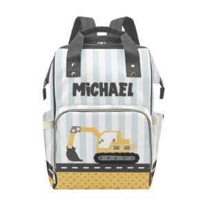 personalized diaper bag backpack tote,construction machinery dots,custom diaper bags for shower gift