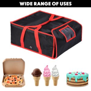 2 Pieces Huge Insulated Pizza Delivery Bag 18 x 18 x 8.5 Inches, Heavy Duty Food Delivery Bag for Pizza, Ice Cream and Cake Hot Pizza Carriers for Transport Catering Restaurant