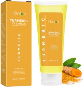 turmeric face wash, turmeric clear skin liquid soap – 100% natural anti aging exfoliating turmeric facial cleanser for spots, clearing acne scars, age spots, sun damage, discoloration – turmeric soap