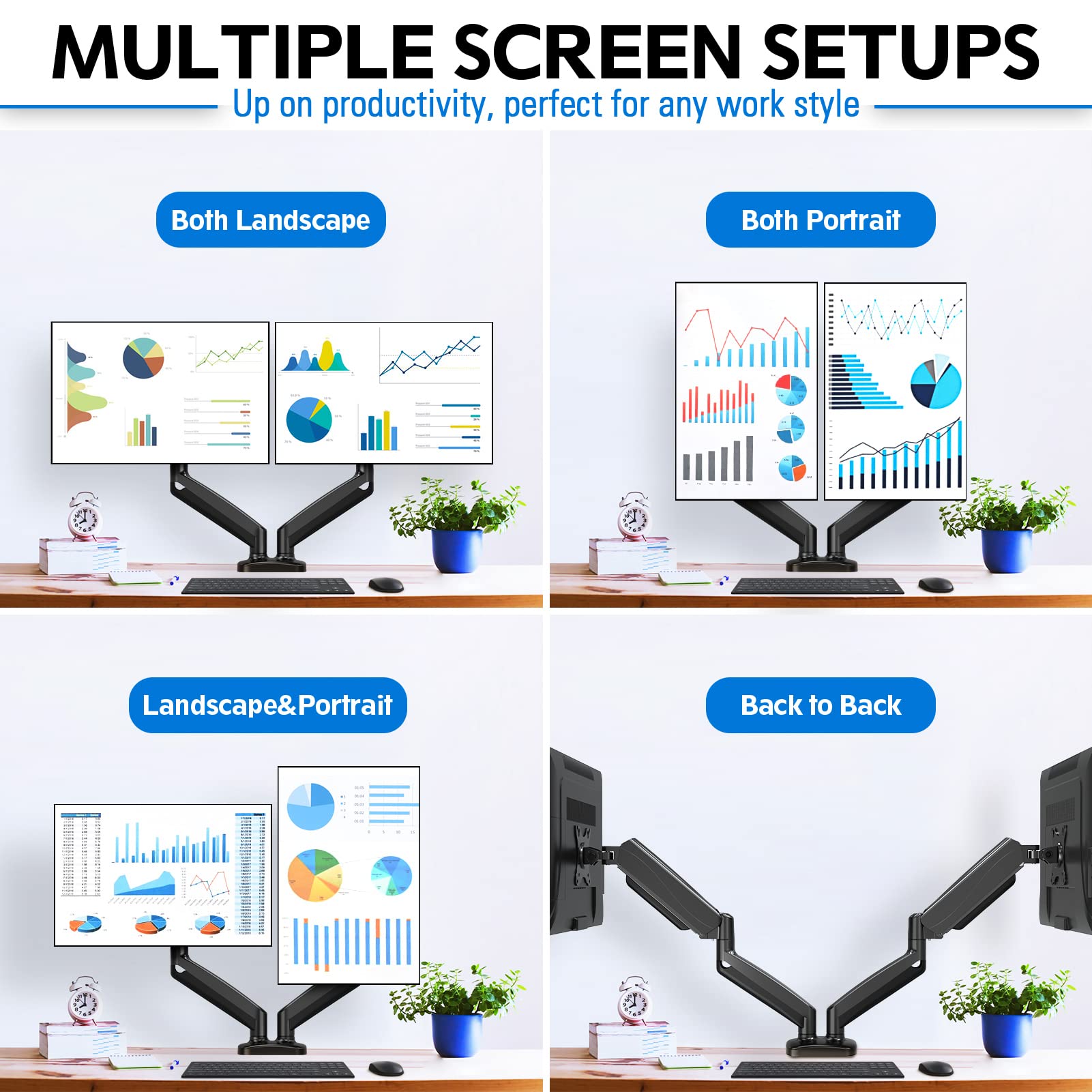 MOUNTUP Normal Dual Monitor Stand & Ultrawide Single Monitor Mount Bundle