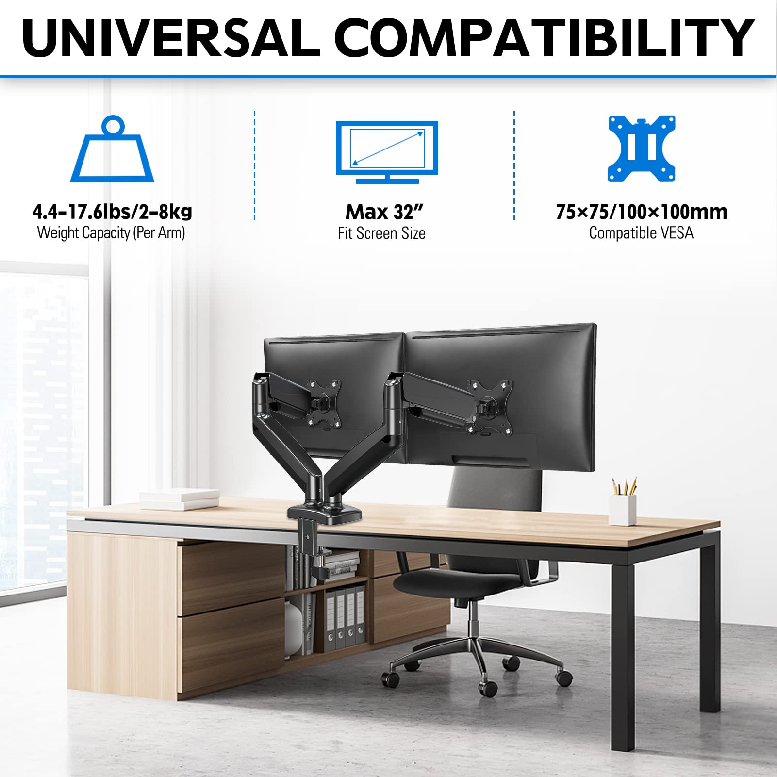 MOUNTUP Normal Dual Monitor Stand & Ultrawide Single Monitor Mount Bundle