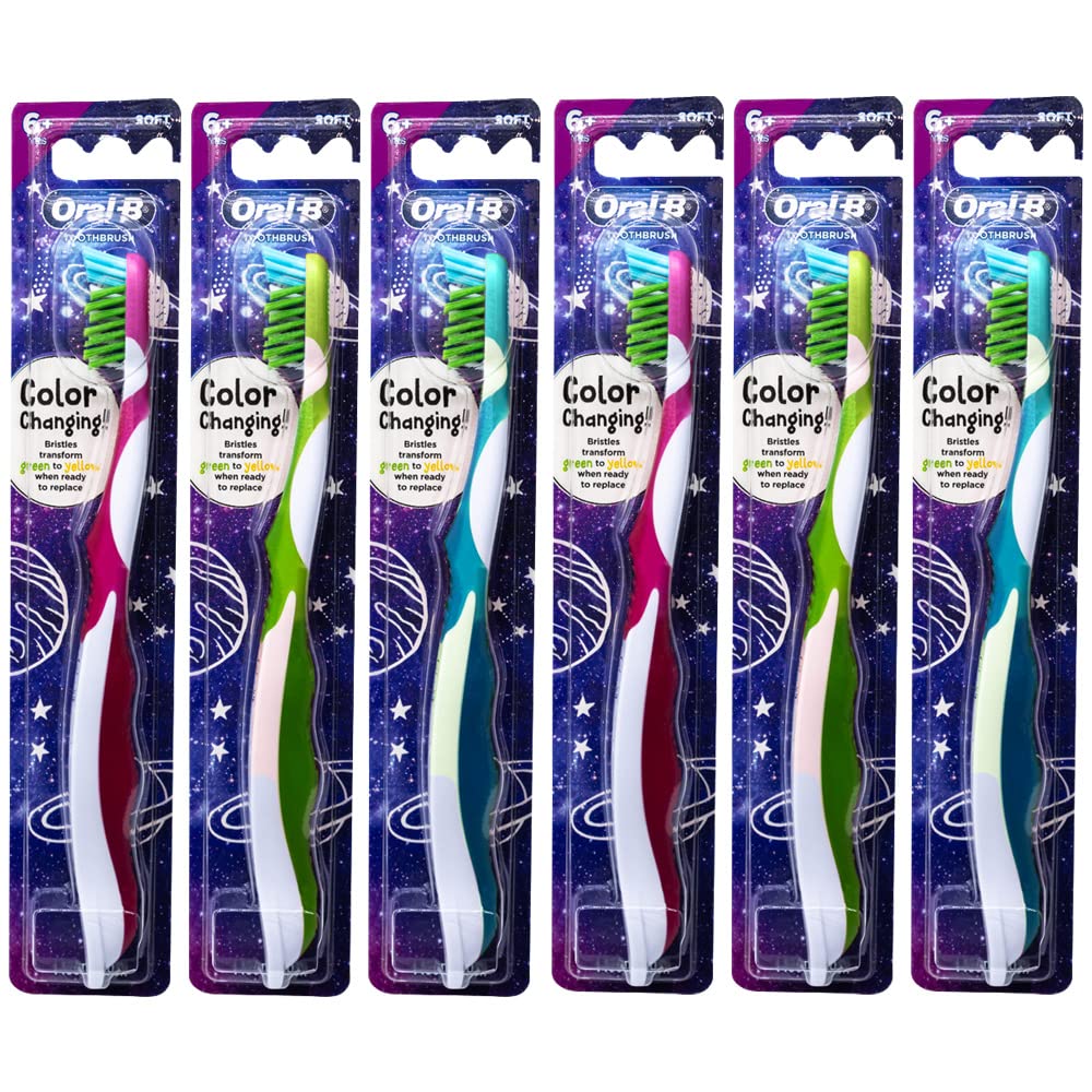 Oral-B Pro-Health Junior CrossAction Galaxy Toothbrush, Ages 6+, Soft - Pack of 6