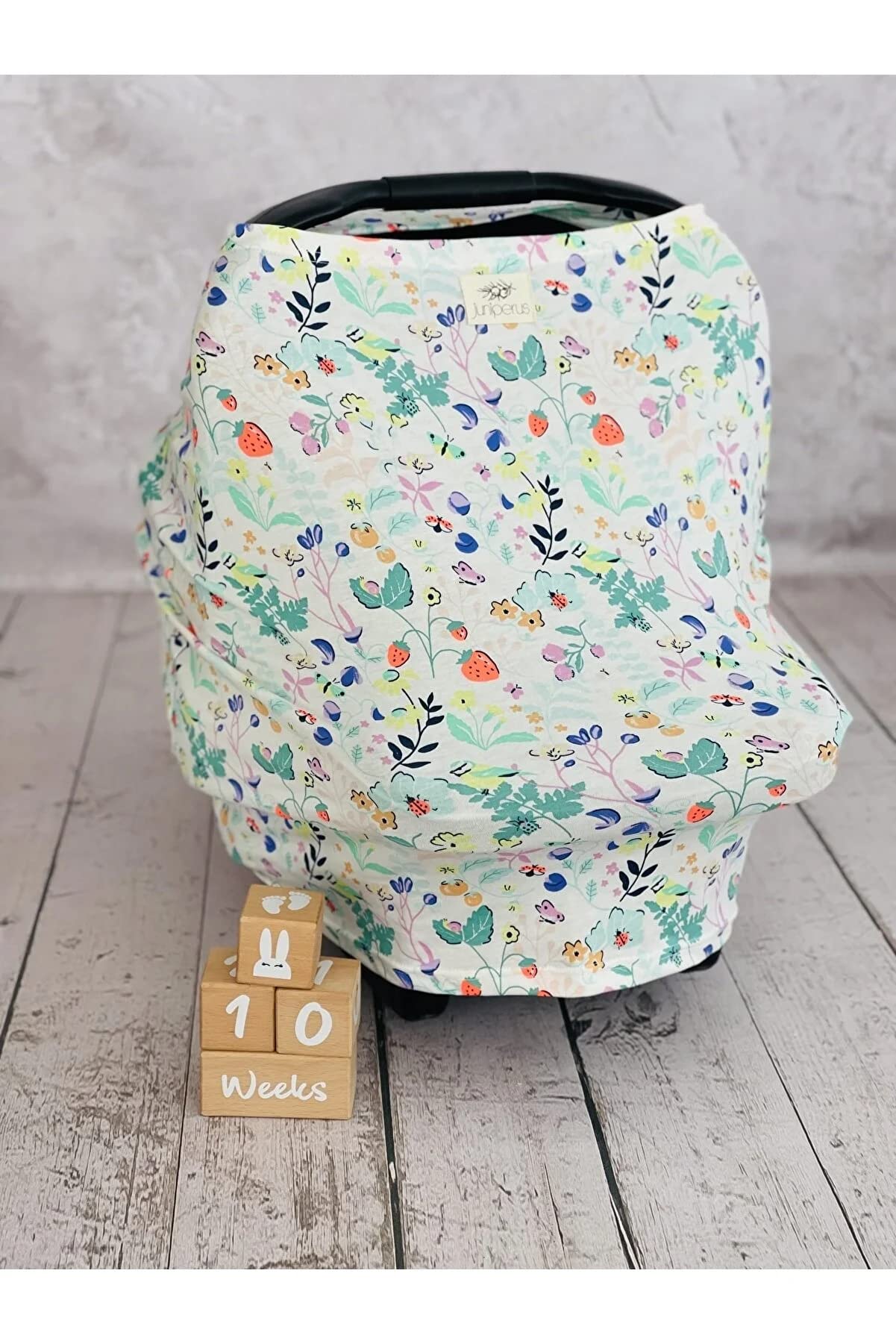 Car Seat Canopy Infant Carseat Canopy, Nursing Breastfeeding Cover, Stretchy Carrier Covers for Stroller/High ChairMulti Use Baby Breastfeeding Covers, Boys and Girls Shower Gifts (Flower)