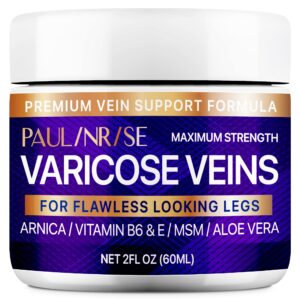 paulinrise varicose vein cream for legs - improves blood circulation, reduces spider veins and heaviness, 2 oz