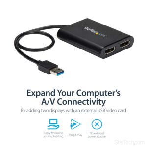 StarTech.com USB 3.0 to Dual DisplayPort Adapter 4K 60Hz (USB32DP24K60) & .com USB-C to USB Adapter - 6in - USB-IF Certified - USB-C to USB-A - USB 3.1 Gen 1 - USB C Adapter - USB Type C (USB31CAADP)