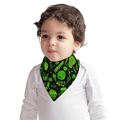 Augenstern Cotton Baby Bibs Green Vegetables Pattern Baby Bandana Drool Bibs Teething Food Bib