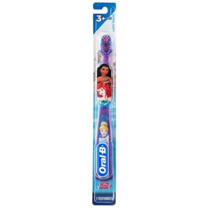 oral-b princess toothbrush for little girls, children 3+, extra soft, cinderella characters - 1 count