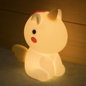 night light for kids lamp, unicorn rechargeable baby night lamp, silicone touch 16 color