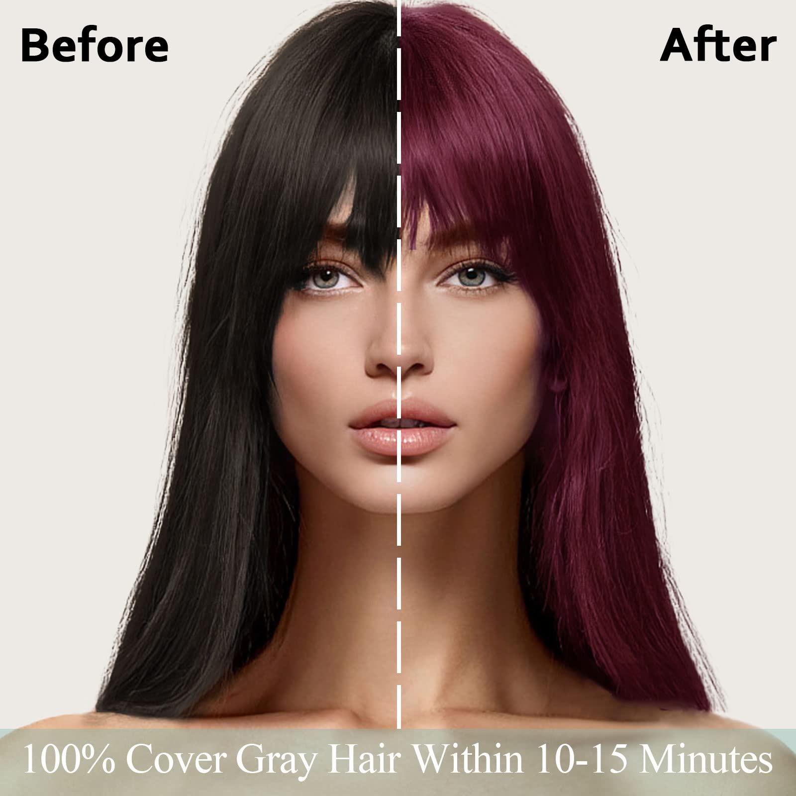 FVQUHVO Red Wine Hair Shampoo for Gray Hair-Instant Hair Dye Shampoo 3 in 1 for Women and Men - Herbal Red Shampoo Colors in Minutes & Long Lasting Red Hair Dye 16.90 Fl Oz(Red Wine)