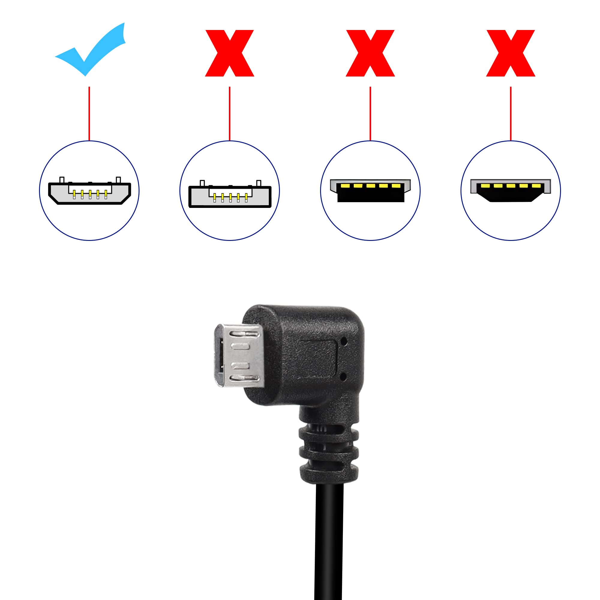 QIANRENON 90° Micro USB Panel Flush Mount Waterproof Extension Cable Micro USB 5 Pin Right Angle Male to Female Connector for Fixied on Dashboard of Car,Boat,Motorcycle,28cm/11in (Left Bend)