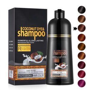 fvquhvo dark brown hair color shampoo for gray hair - instant hair dye shampoo 3 in 1 for men & women - herbal ingredients safe to use - 16.90 fl oz