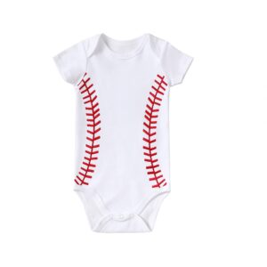 chichoo newborn baby boy girl bodysuit baseball sport outfit clothes interlock 195 gsm 0-24 months (baseball, 0-3 months)