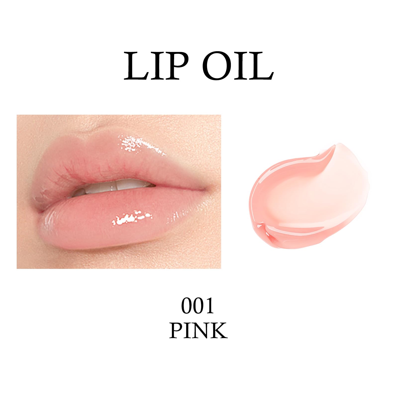 KYDA Hydrating Lip Glow Oil, Moisturizing Lip Oil, Glossy Transparent Plumping Lip Gloss, Tinted Lip Oil for Lip Care and Dry Lips-Pink