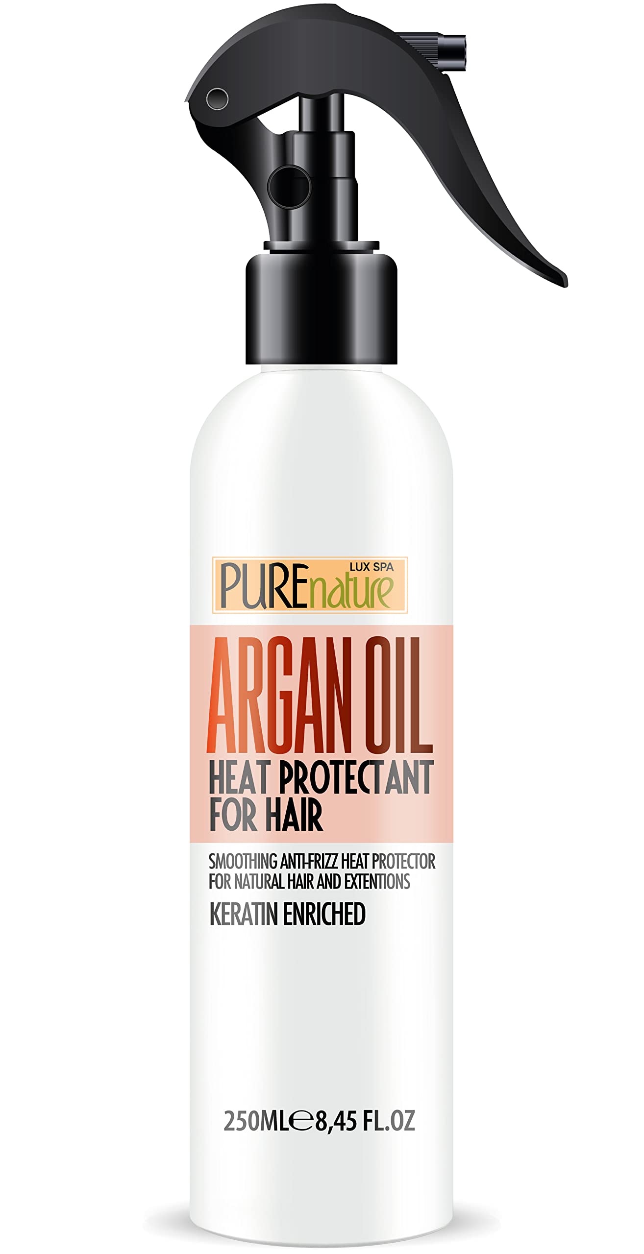 PURE NATURE Moroccan Argan Oil Shampoo and Conditioner Set with Heat Protectant Spray and Keratin Hair Mask