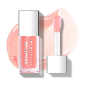 kyda hydrating lip glow oil, moisturizing lip oil, glossy transparent plumping lip gloss, tinted lip oil for lip care and dry lips-pink