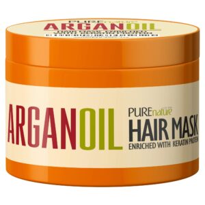 PURE NATURE Moroccan Argan Oil Shampoo and Conditioner Set with Heat Protectant Spray and Keratin Hair Mask