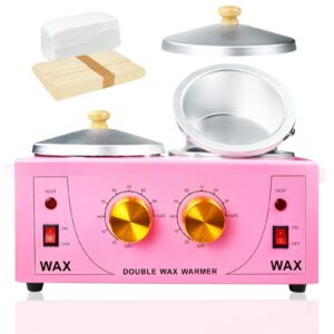 double wax warmer electric wax warmer professional machine for hair removal, wax heater for paraffin facial skin body spa salon equipment with 100 waxing cloth and 50 removal wooden craft sticks