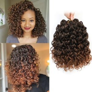 gogo curl crochet hair 8 inch short curly crochet hair for black women beach curl crochet hair - water wave curly crochet braids hair deep wave synthetic braiding hair extensions (8 inch t30)