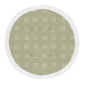 sweet jojo designs sage green boho mudcloth boy or girl baby playmat tummy time infant play mat - white bohemian woodland tribal southwest mud cloth hatch gender neutral triple line