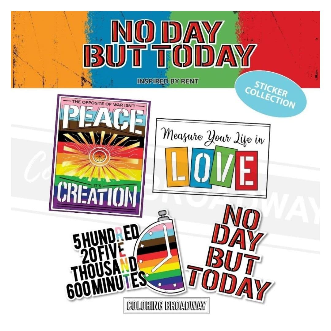 Coloring Broadway - Rent Inspired Stickers (Set of 4) “No Day But Today” Collection, Broadway Musical Merchandise, Die-Cut & Bubble Free Vinyl, Ideal Gift for Theatre Lovers