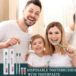 Xuezoioy Disposable Toothbrushes with Toothpaste,100 Pack Individually Wrapped Disposable Travel Toothbrushes Kit in Bulk for Homeless,Nursing Home,Hotel,Charity (Apricot+Green)