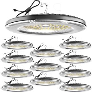 upgrade 150w led high bay light ac100-277v 22500lm (eqv. to 600w hps/mh) ufo high bay led shop lights,etl listed ufo lights with plug-12pack 5yrs warranty